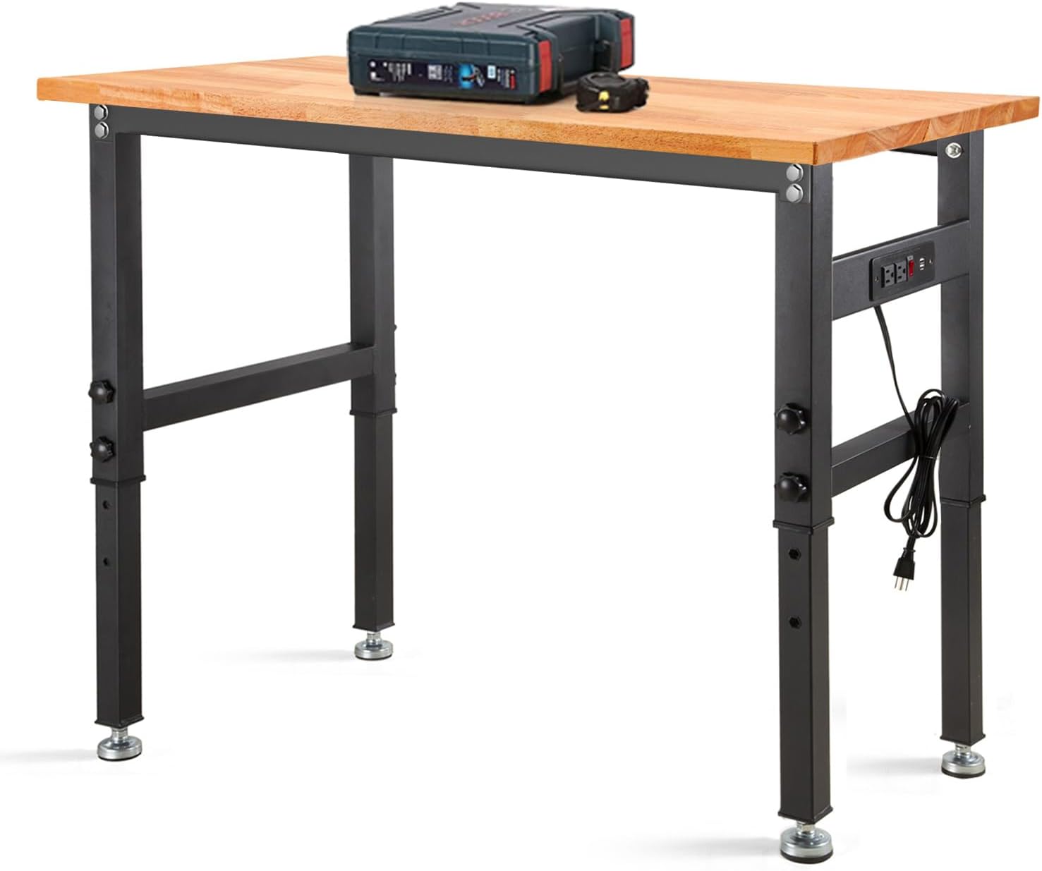 Spurgehom 48" Adjustable Workbench with Storage & Power Outlets, Rubber ...