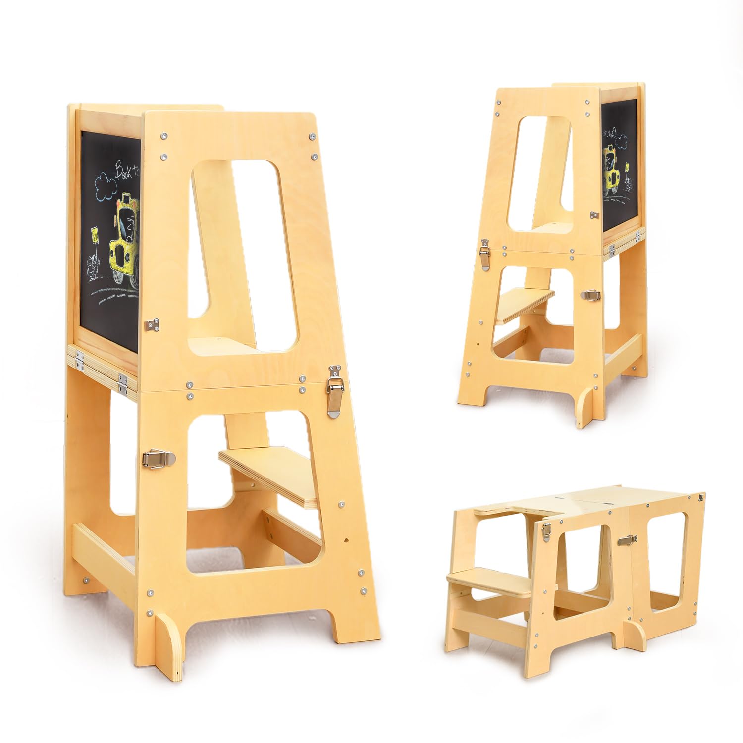 MOOB Child Standing Tower Kids Kitchen Step Stool Toddler Wood Stepping ...