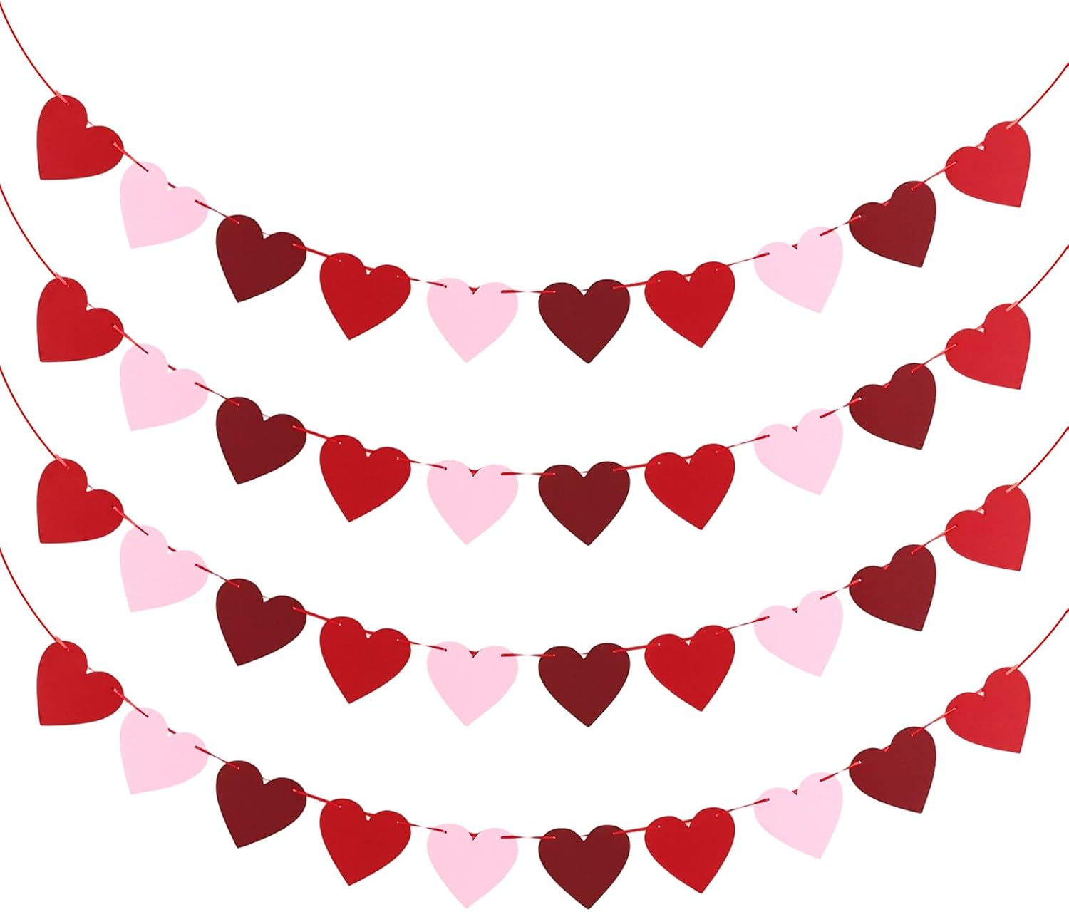 4 Pcs Valentines Decorations,Heart Bunting Valentine's Day Felt Garland ...