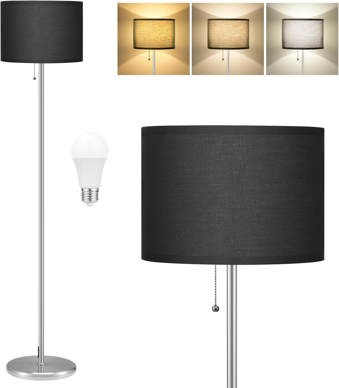 Ambimall Floor Lamp for Bedroom, 3 Color Temperature LED Floor Lamp ...