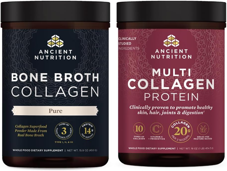 Amazon.com: Ancient Nutrition Bone Broth Collagen Powder, Pure, 30 ...
