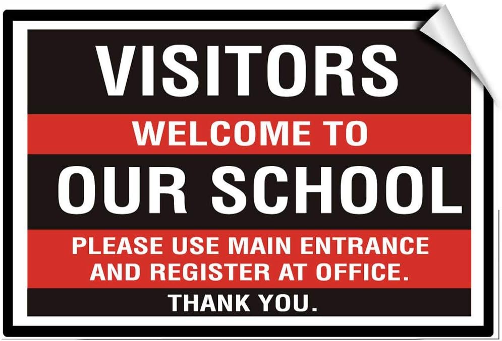 Amazon.com: Label Decal Sticker Visitors Welcome to School Register at ...