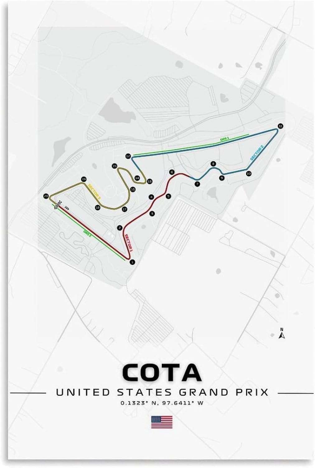 Amazon.com: Formula City Track Map Poster Racing Wall Art Canvas ...