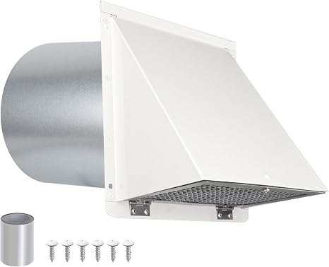 8 Inch Hooded Wall Vent with Screen and Damper,Outdoor Wall Exhaust ...