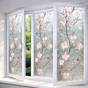 Amazon.com: IVN Privacy Window Film Stained Glass Window Cling Pink ...