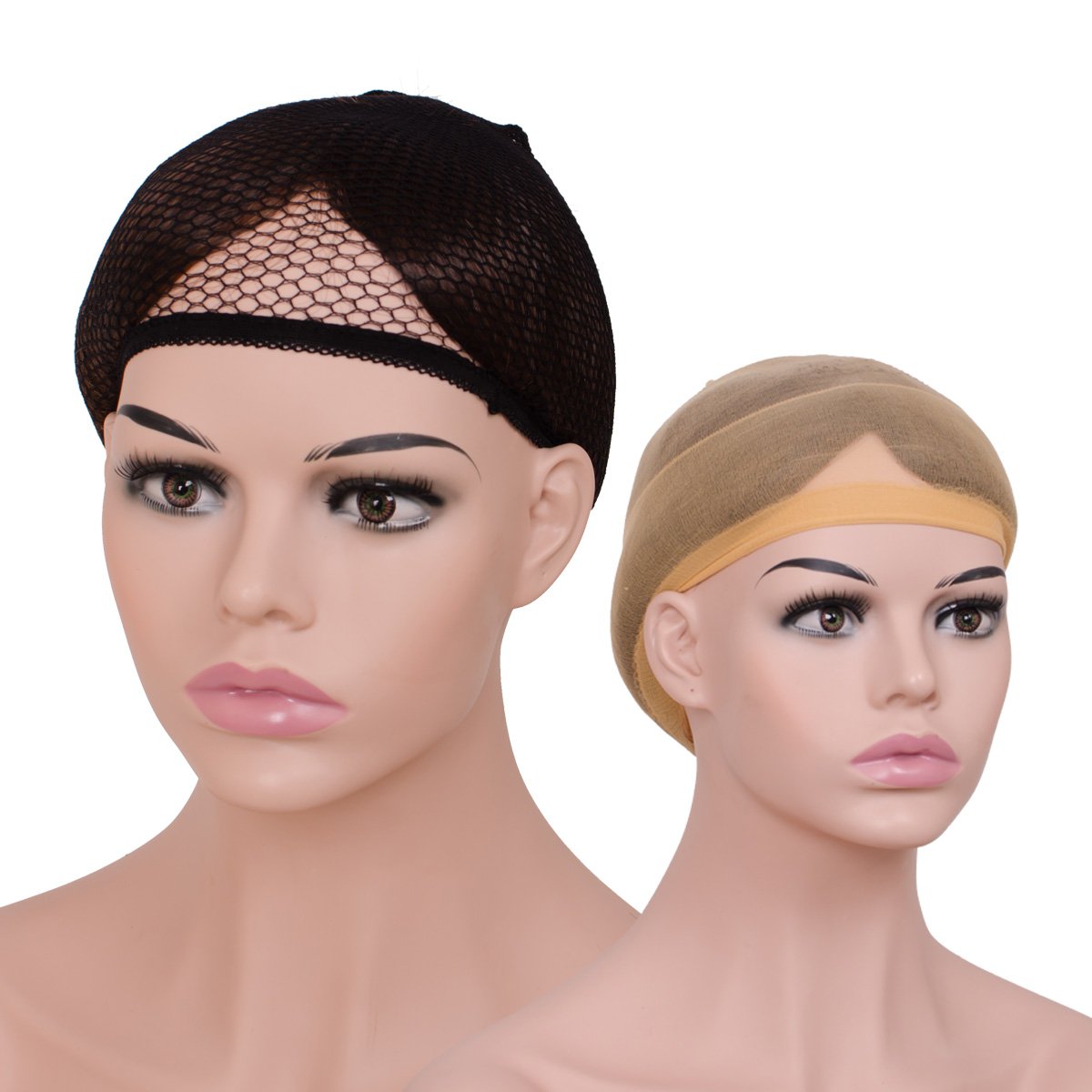 Amazon.com : 2 Pack Nylon Wig Caps, Black Mesh & Nude Beige for Women ...
