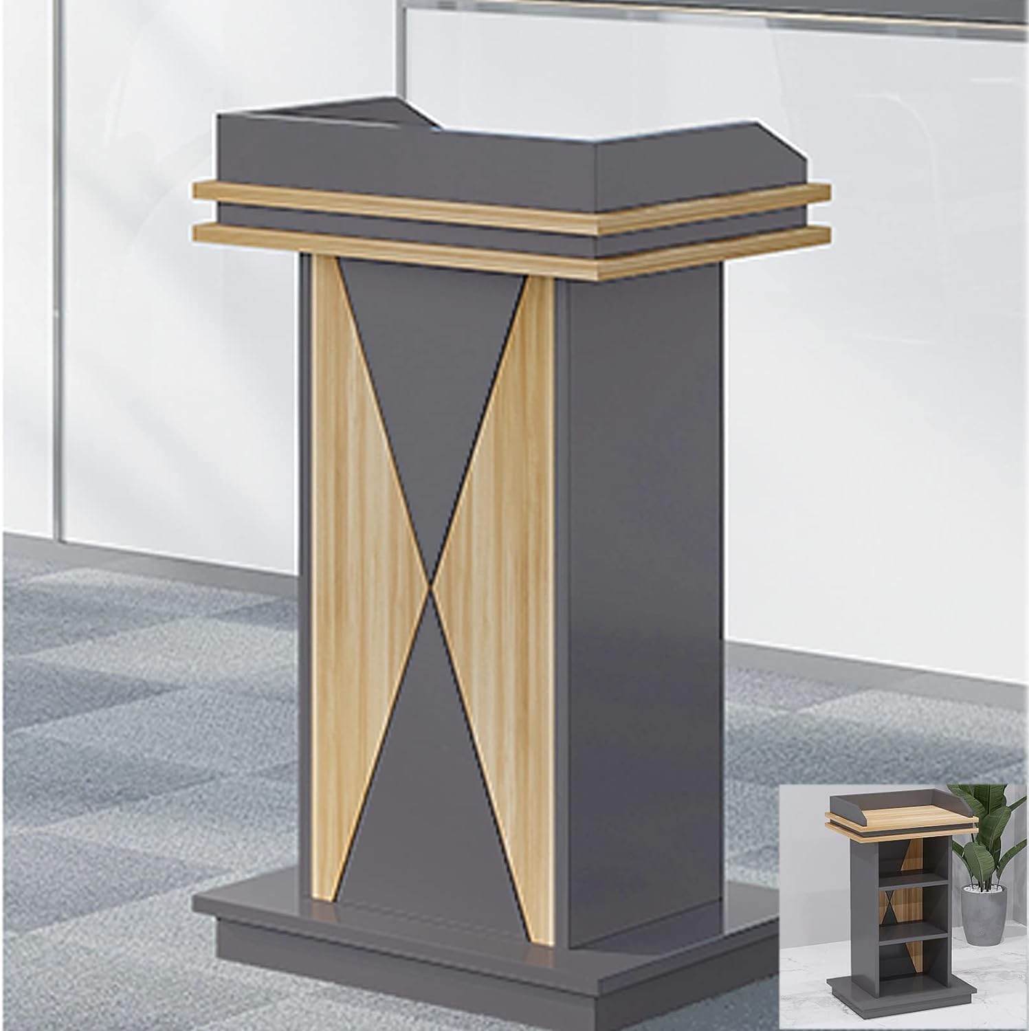 Amazon.com: WAGLOS Solid podiums Wooden Podium Portable Floor Standing ...
