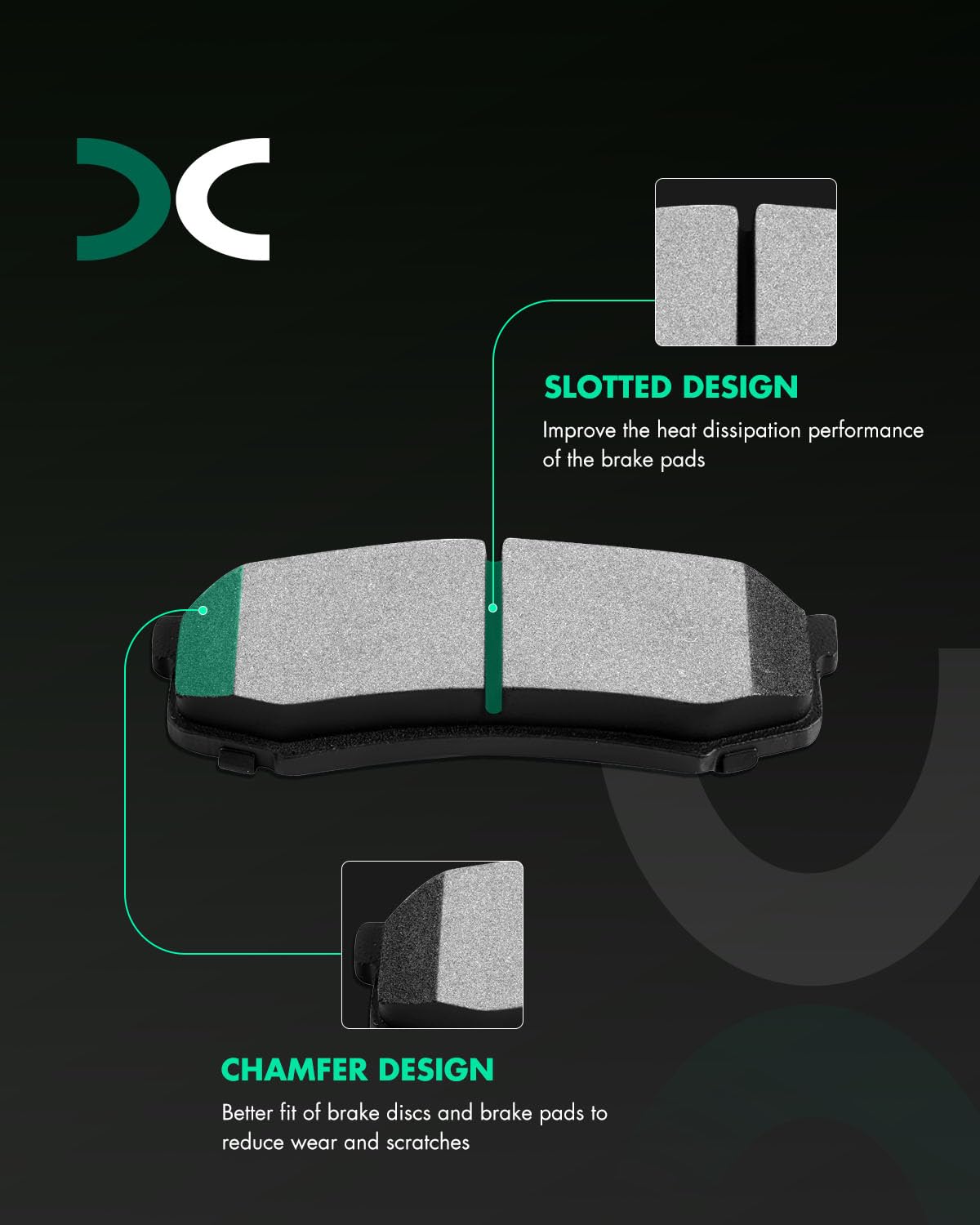 Snapklik.com : SCITOO D606 Rear Semi-Metallic Brake Pads Sets Fit For ...