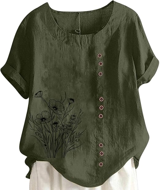 Damen Pusteblume T-Shirt Retro Löwenzahn-Druck Rundhals Kurzarm Tee ...