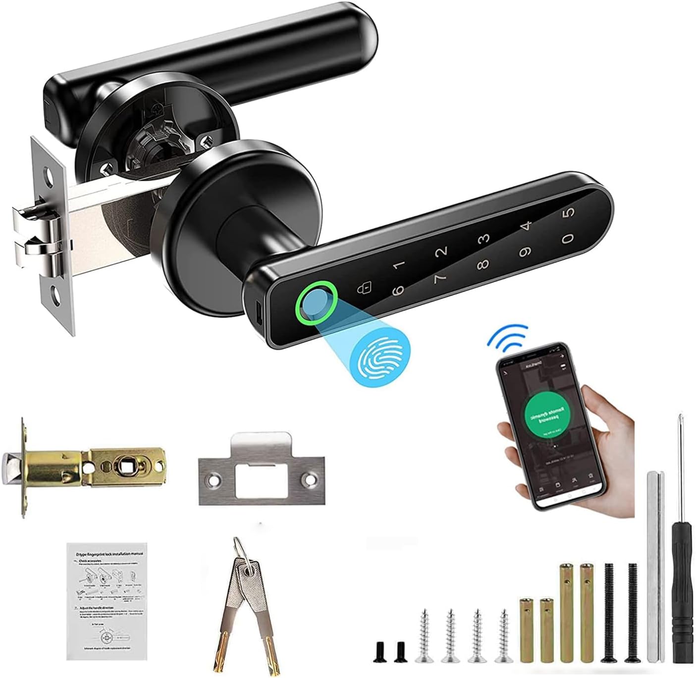 TEKXDD Serrure Porte Intelligente à Empreintes Digitales avec Serrure ...