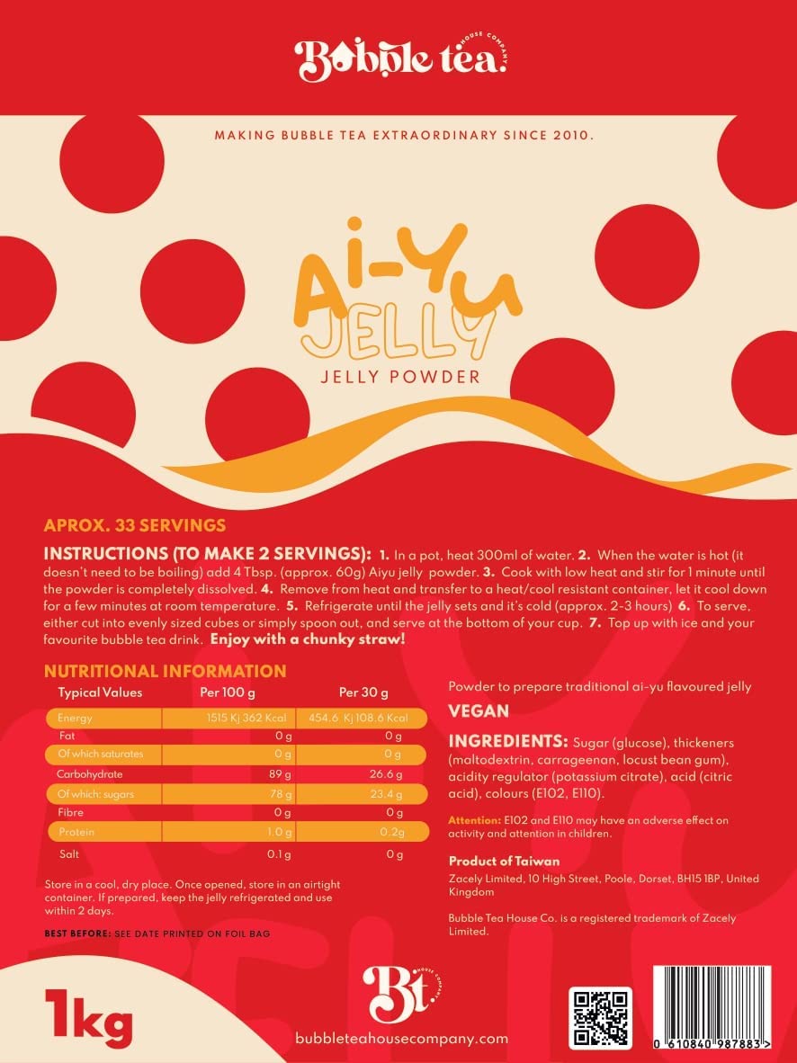 Buy 1kg Ai-Yu Jelly Powder - Agar - Vegetarian - Great as a Bubble Tea ...