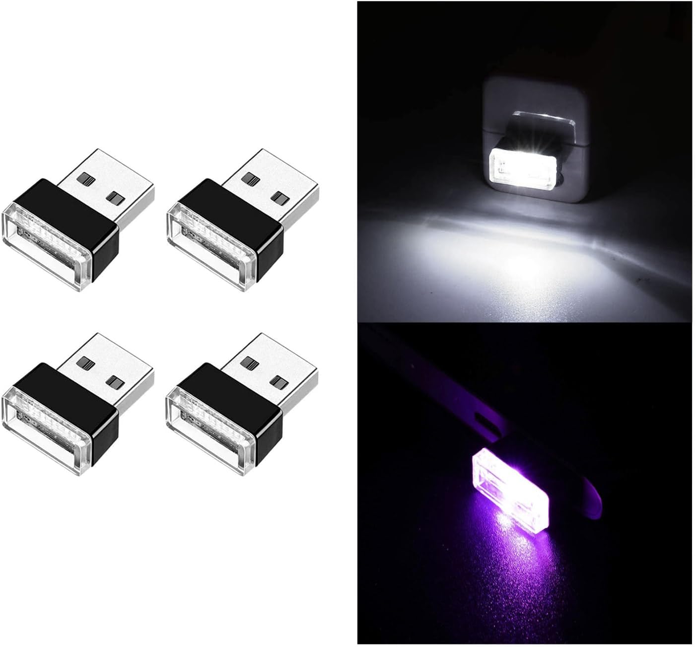 Amazon.com: Ziciner 4 PCS USB LED Car Interior Atmosphere Lamp ...