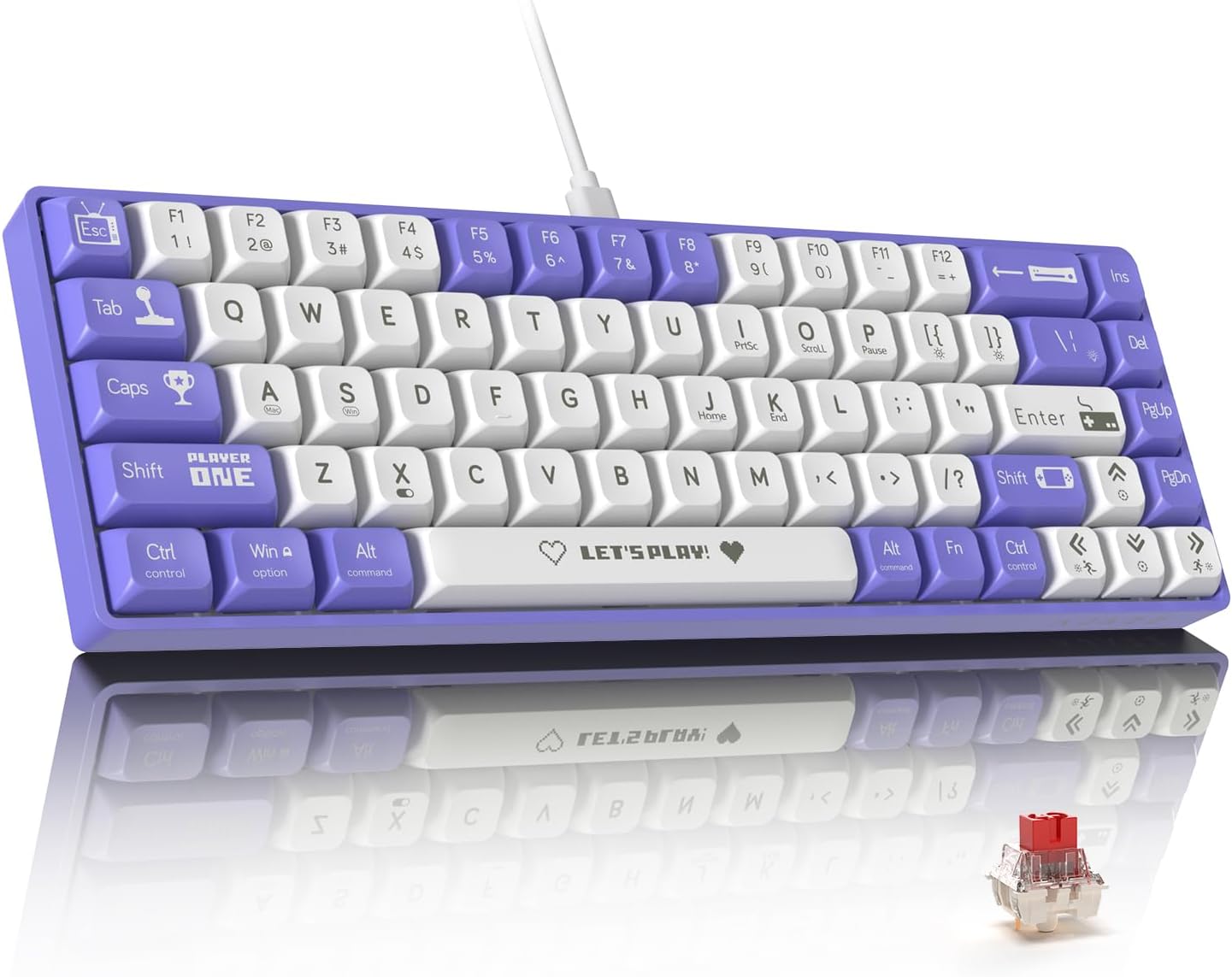 Amazon.com: ATTACK SHARK AK680 60% Wired Mechanical Gaming Keyboard,Hot ...