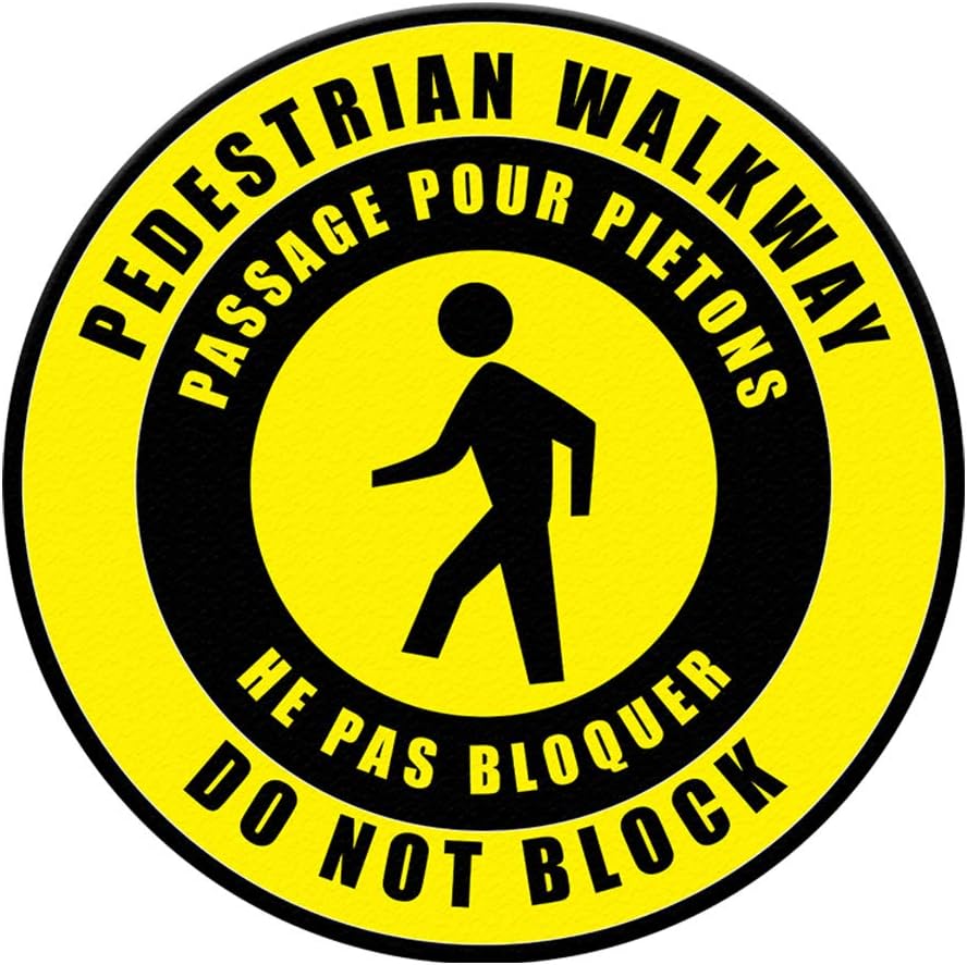Amazon.com : Pedestrians Walkway Floor Decals Yellow Anti-Slip Round ...
