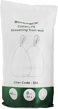 SONGMICS Drawstring Trash Bags, Custom-Fit, 30L Bin Bags for 60L Dual ...