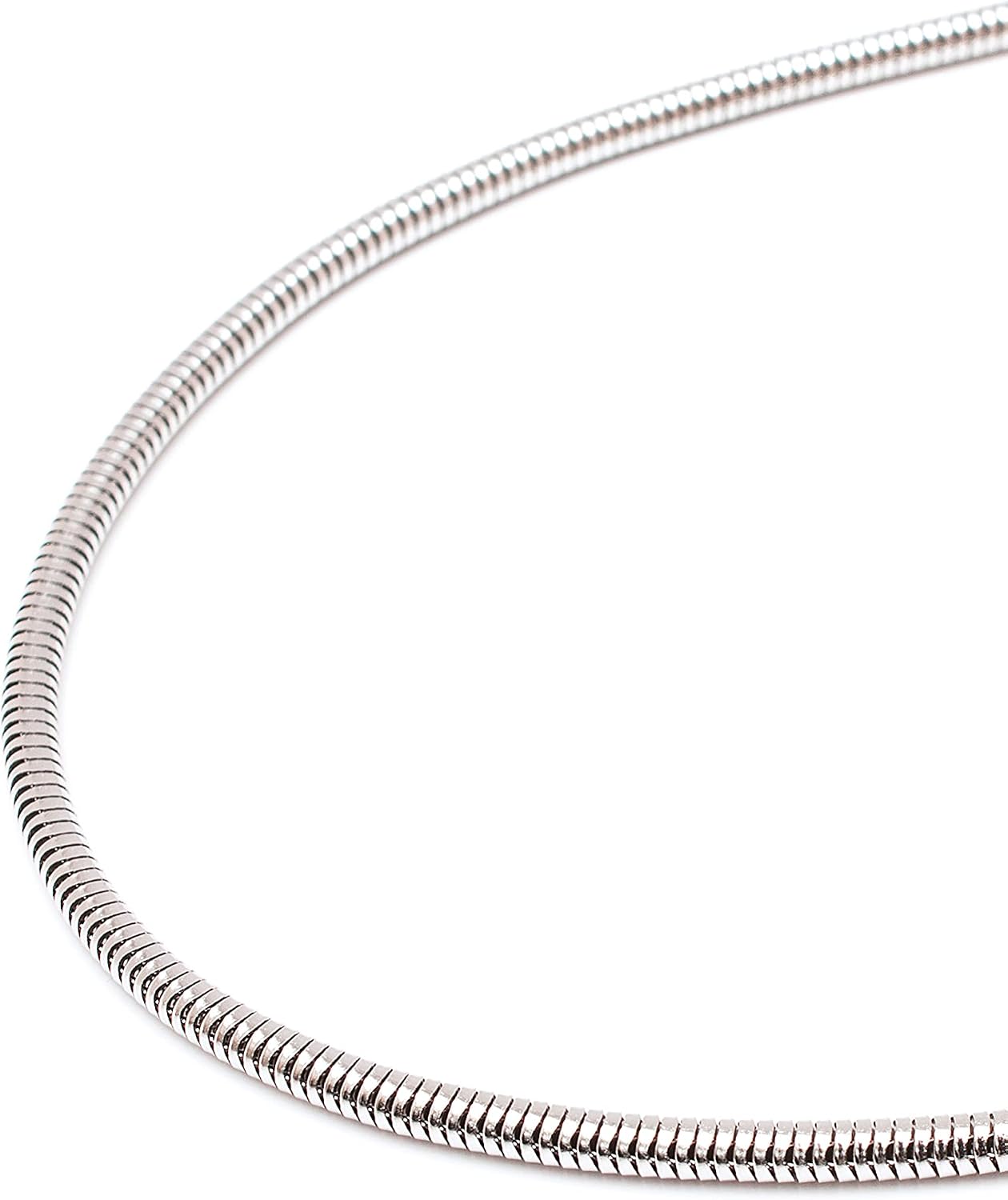 Steel Omega Chain Necklace - Stainless Steel Silver Finish Snake Smooth ...