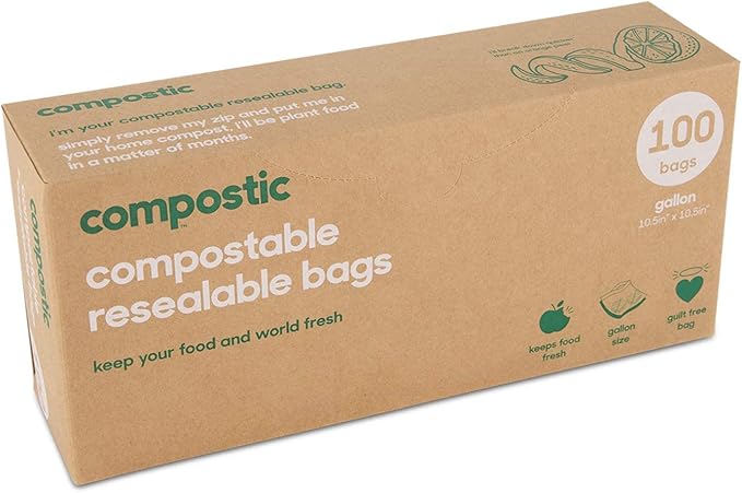 Amazon.com: Compostic Home Compostable Resealable Gallon Bags - Eco ...