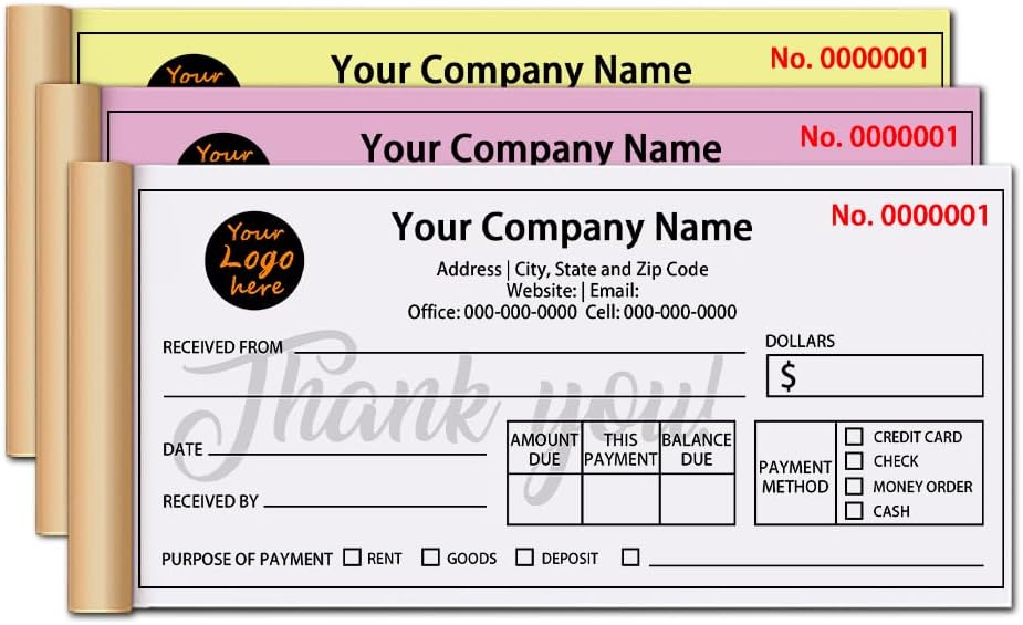 Amazon.com : Personalized Invoice Book Custom 2 Part/3 Part Receipt Book Quote Estimate Order ...