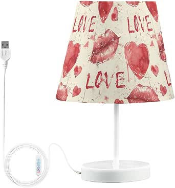FENOCHE Love Pink Lips Table Lamp 3-Way Dimmable LED Bedside Lamps for ...