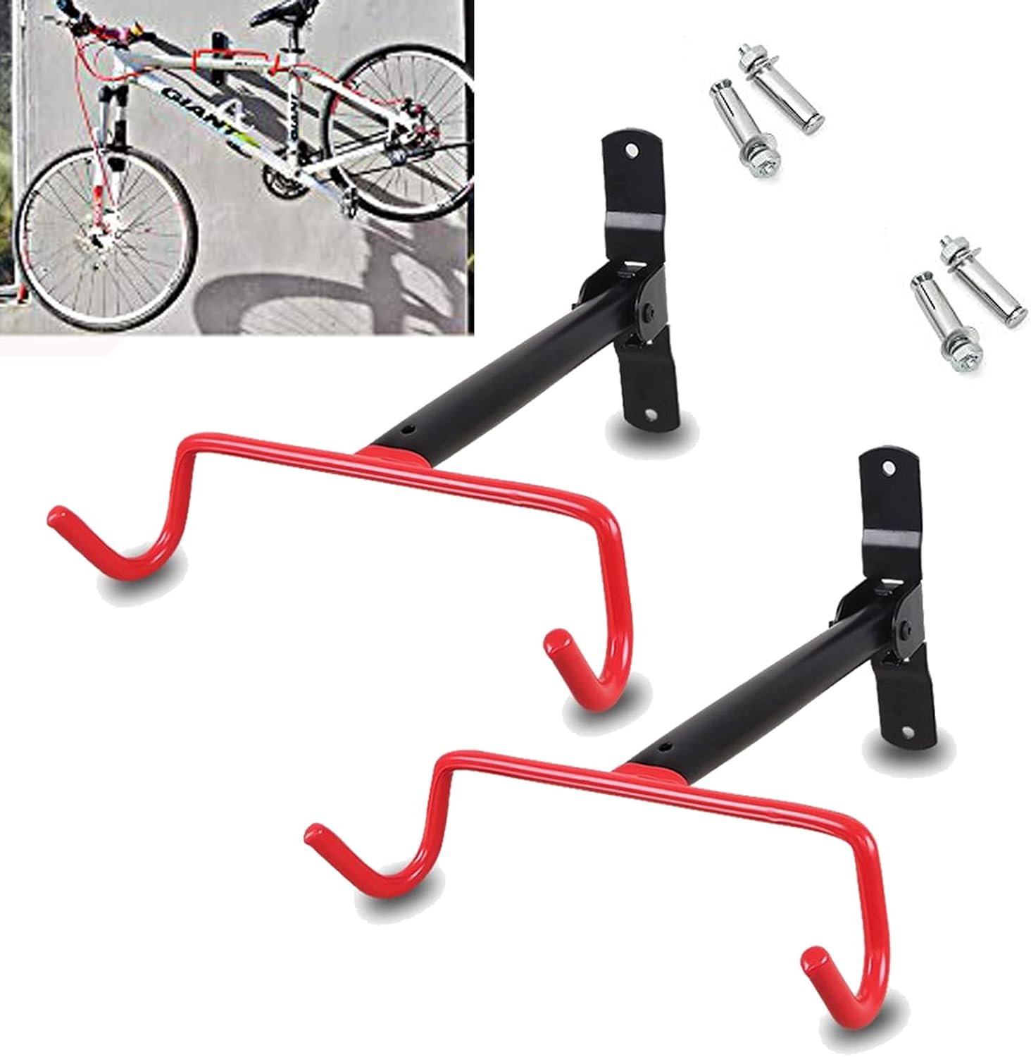 Amazon.com: 2 Piece Bike Hanger Wall Mount Bike Hook Horizontal ...