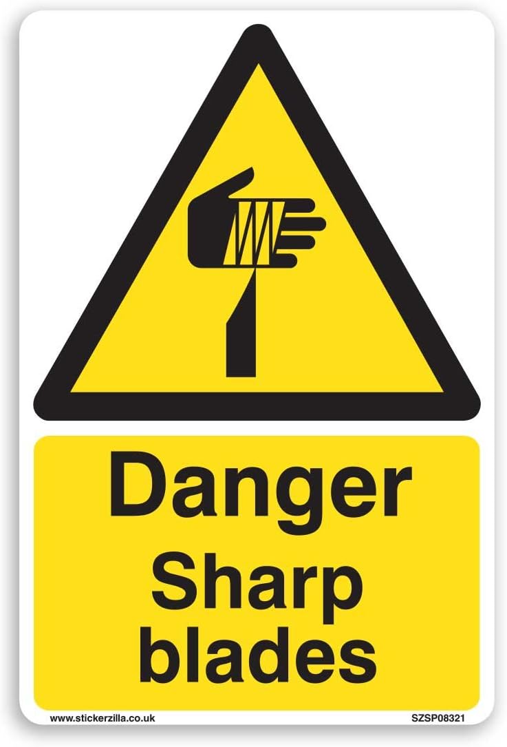 Danger Sharp Blades Sign - [A4 200mm x 300mm] Self Adhesive Stickers ...