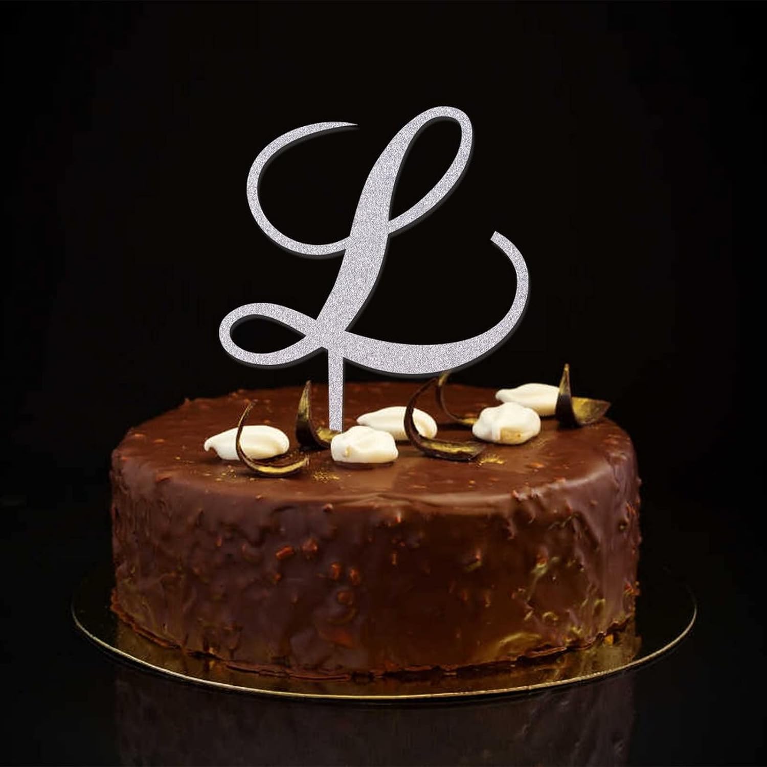 Amazon.com: Monogram L Cake Topper Initial Single Letter Name Glitter ...
