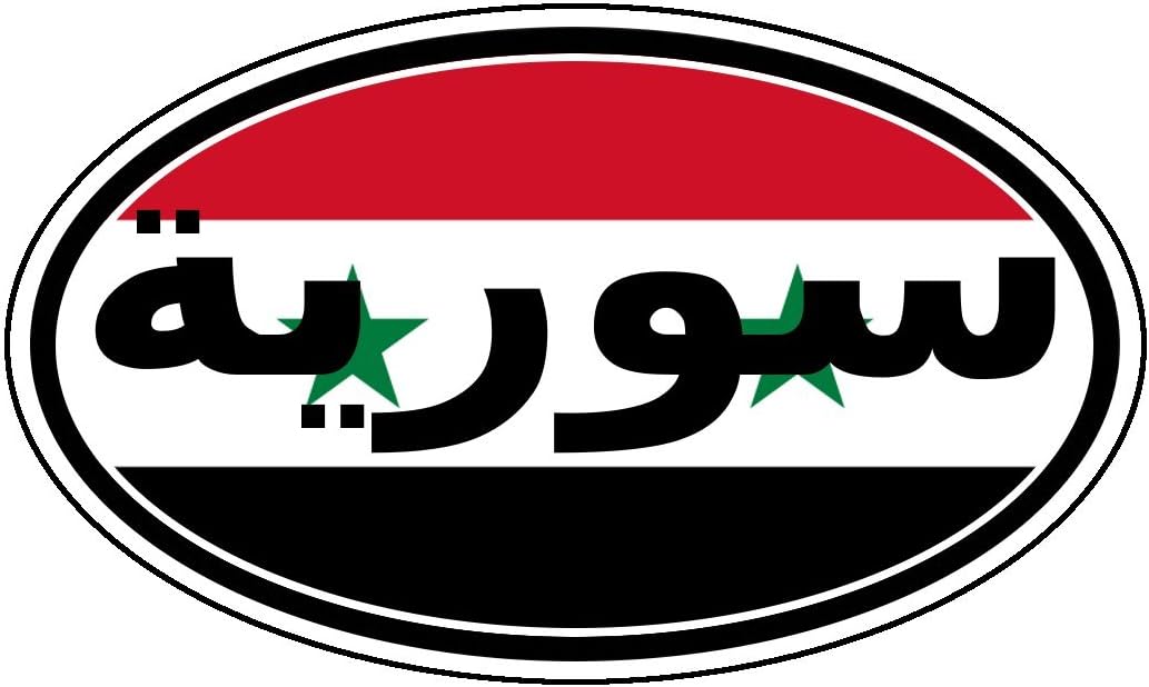 Amazon.com - Syria in Arabic and Syrian Flag Car Bumper Sticker Decal Oval