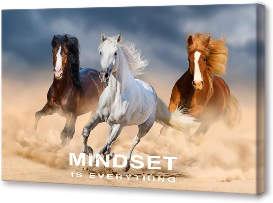 Amazon.com: KAWAHONE Inspirational Canvas Wall Art Running Wild Horses ...