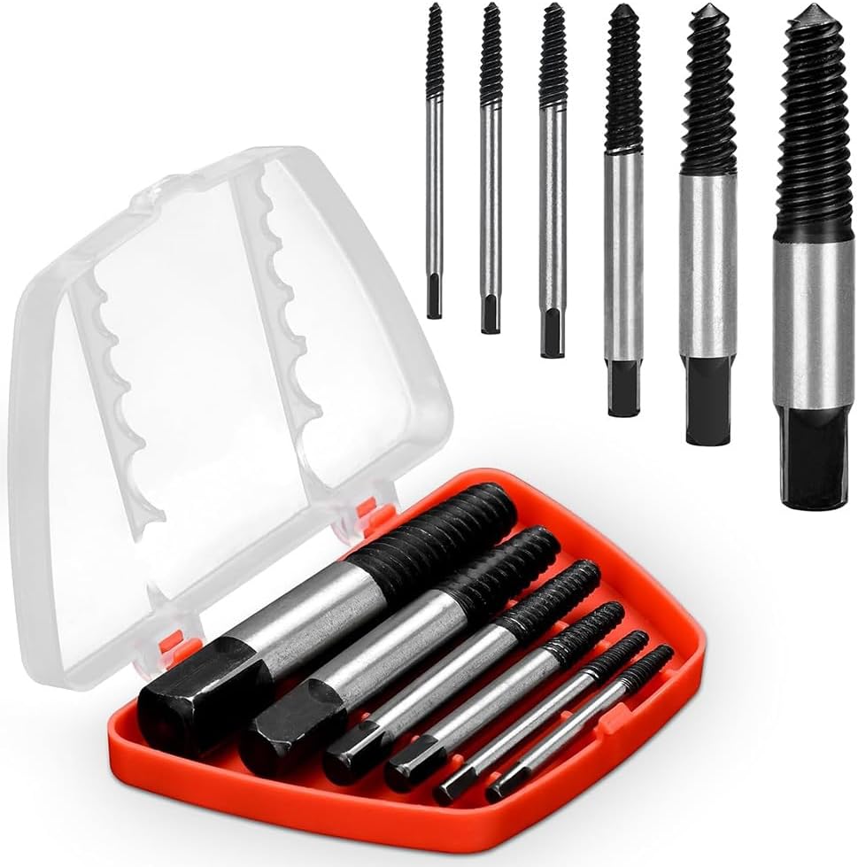 6 Pcs Screw Extractor Set, Damaged Screw Extractor Set, Easy Out Bolt ...