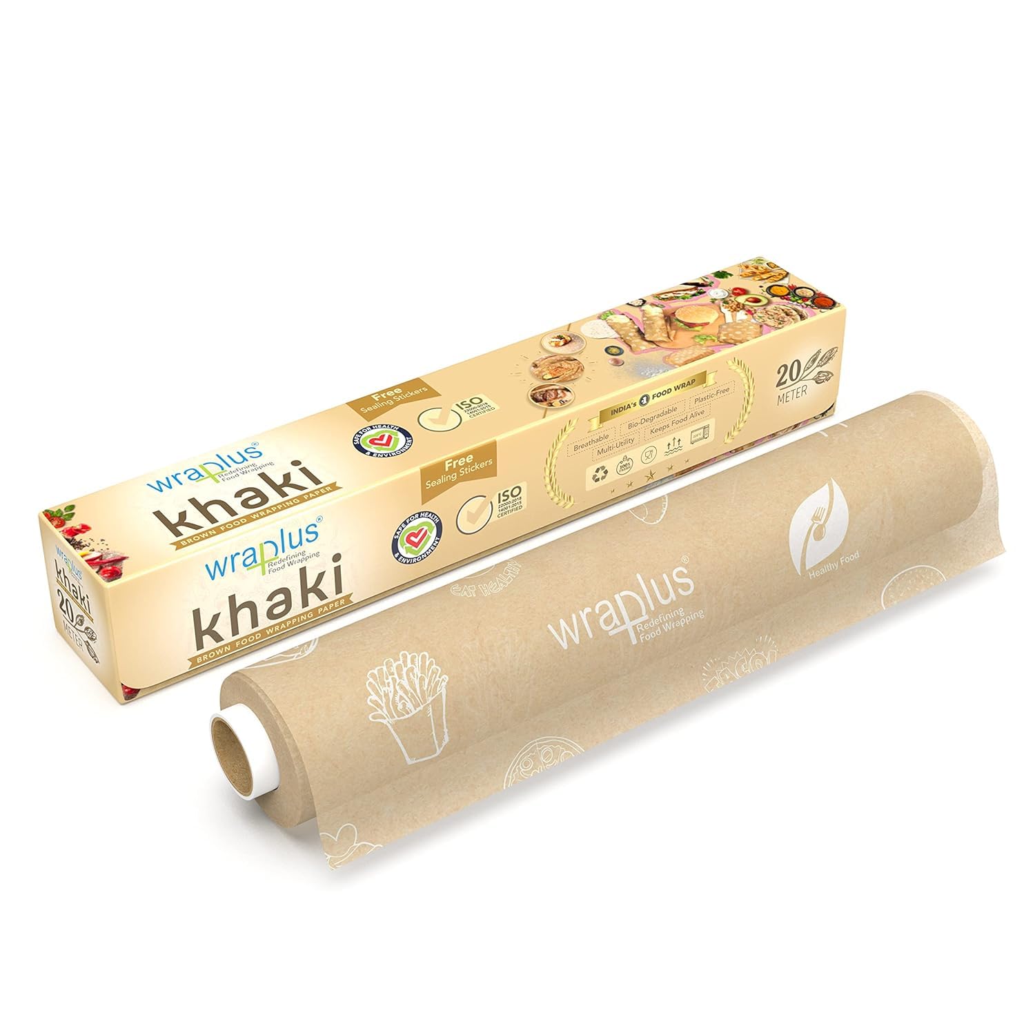 WRAPLUS REDEFINING FOOD WRAPPING Khaki Wrapping Paper I Brown and White ...