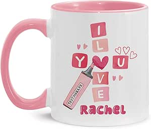 Amazon.com | Personalized Name Romantic Cup, I Love You Accent Mug ...