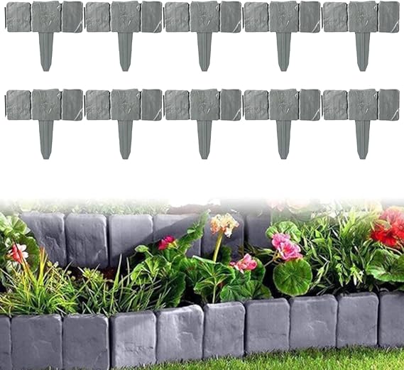Amazon.co.jp: Lanito 花壇フェンス ガーデンフェンス 屋外 土留め 10枚セット 25cm×23cm 柵 ミニフェンス PVC 連結式 設置簡単 根止め 縁飾り つなぎ垣根 ...