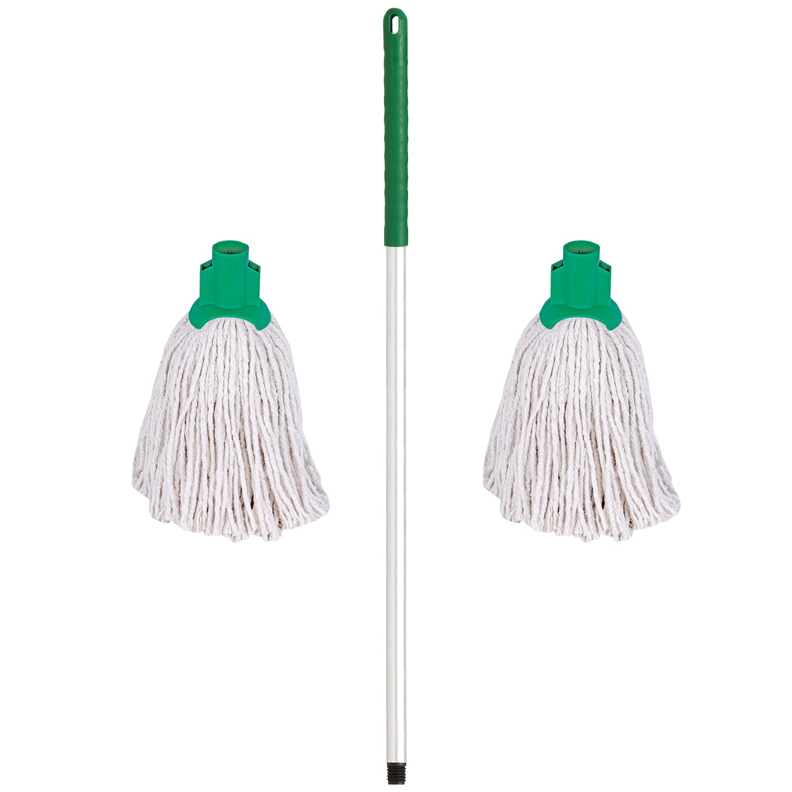 Professional Colour Coded Mop Handle and 2 Mop Heads (Green) : Amazon ...