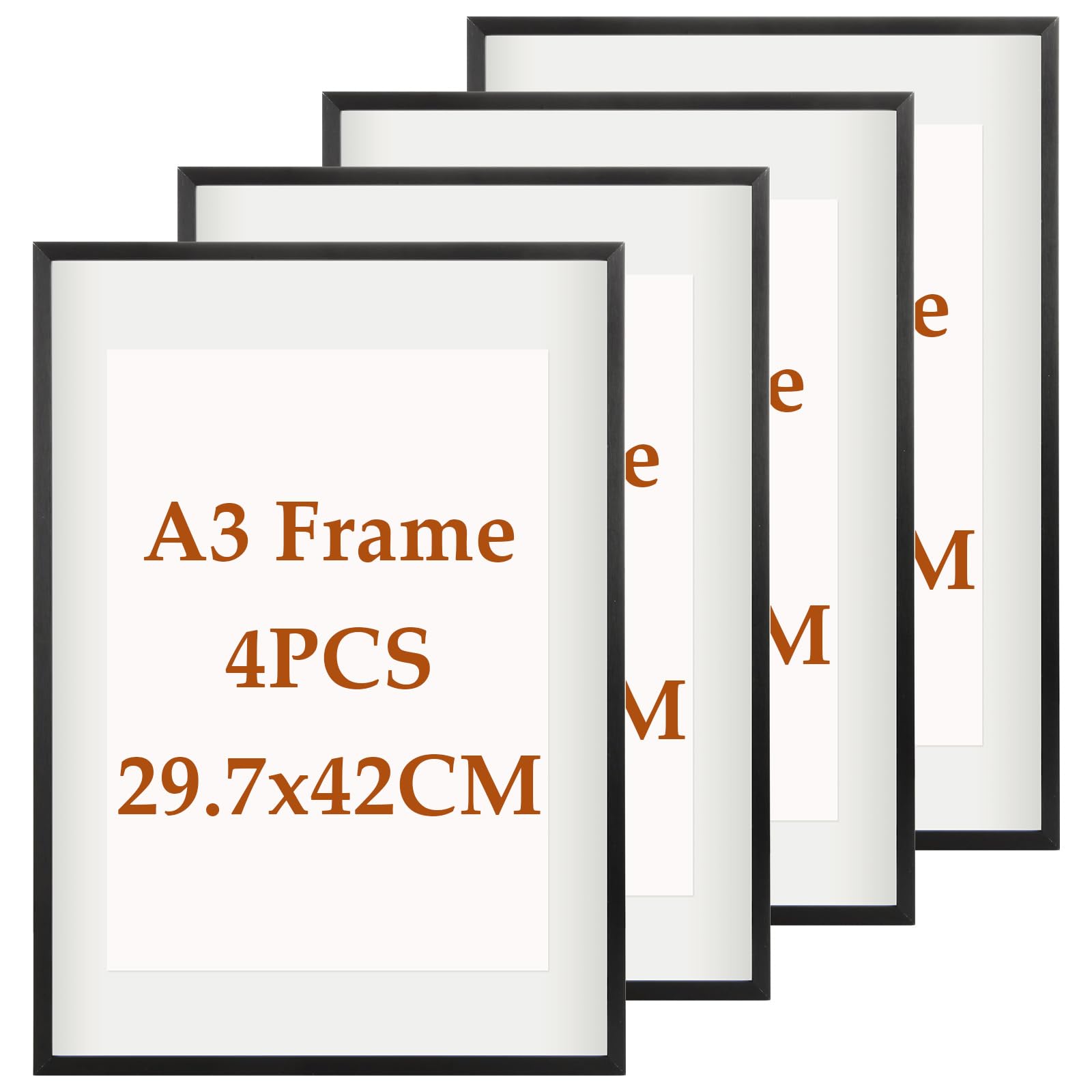 WOPPLXY 4 PCS A3 Black Picture Frames - Aluminum Alloy A3 Photo Frame ...