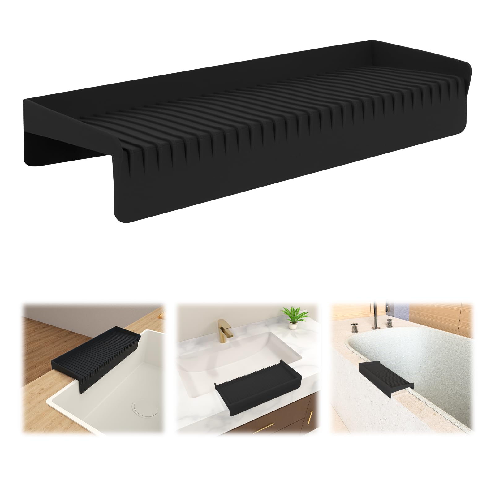 Sink Edge Protector for Kitchen Sink, Silicone Sink Splash Guard for ...