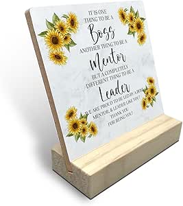 Amazon.com: Boss Lady Gifts for Women Sunflower Decor Wooden Sign Desk ...