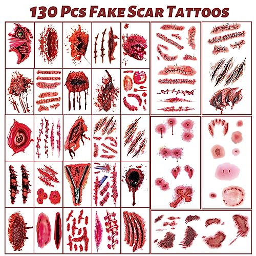 Snapklik.com : 30 Sheets Halloween Fake Scars Tattoos Makeup Kit, Fake ...