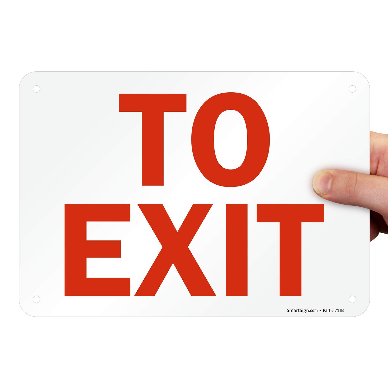 SmartSign 7 x 10 inch “To Exit” Sign with Pre-Cleared Holes, Rounded ...