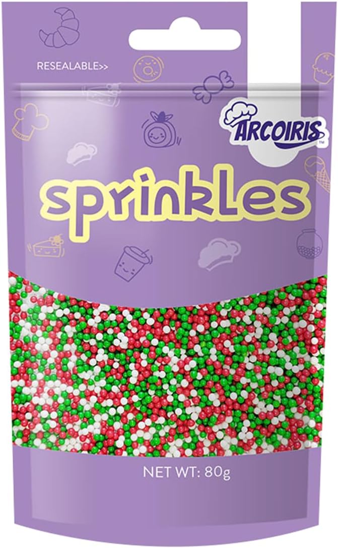 Sprinkles Verde Blanco y Rojo Navidad 80 gramos | Dulces Granillo ...