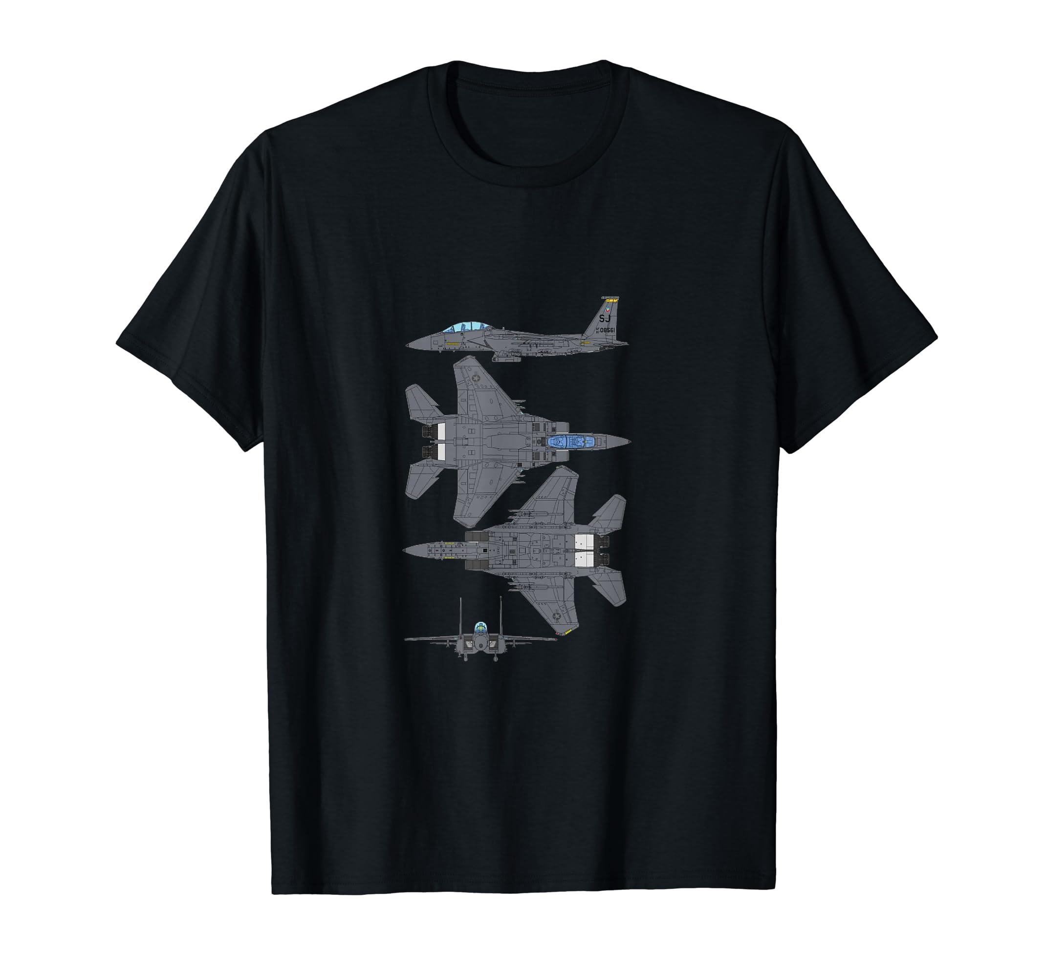 Amazon.com: F-15 Eagle Specs Military Fighter Jet T-Shirt : Clothing ...