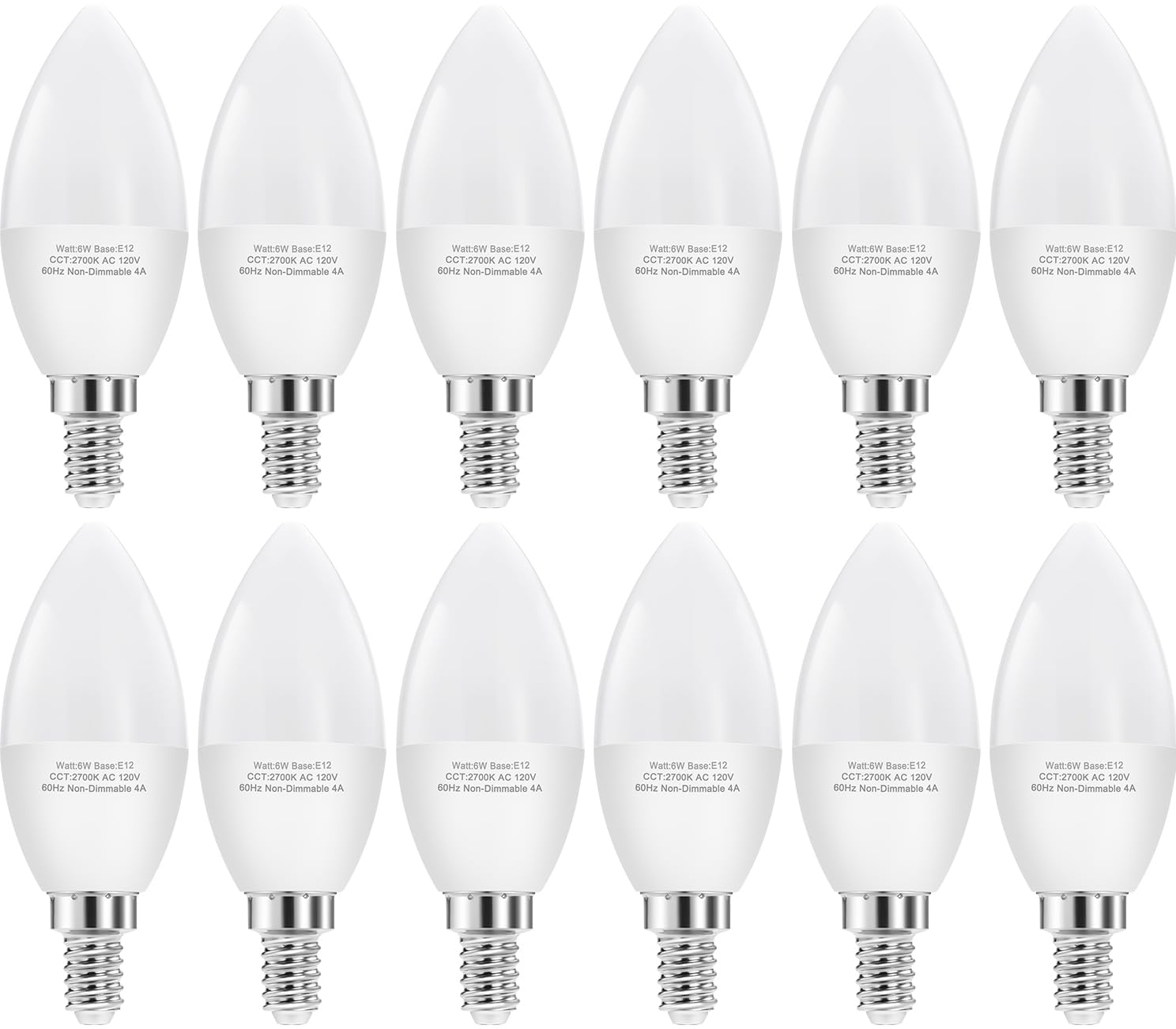 HengBo LED E12 LED Candelabra Bulbs, 60W Equivalent E12 Light Bulbs ...