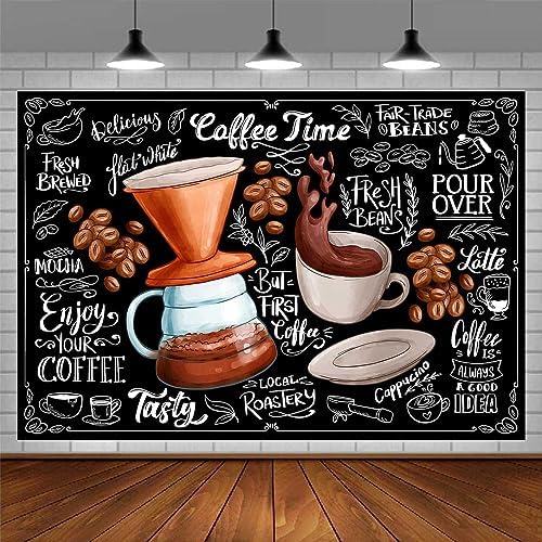 Amazon.com : EMDSPR 7x5ft Coffee Backdrop Coffee Beans Coffee Shop ...