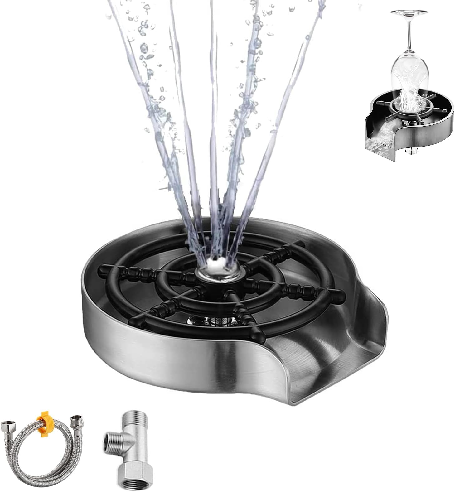 SISRO Glass Rinser for Kitchen Sink, Automatic Cleaner for Water Bottle ...