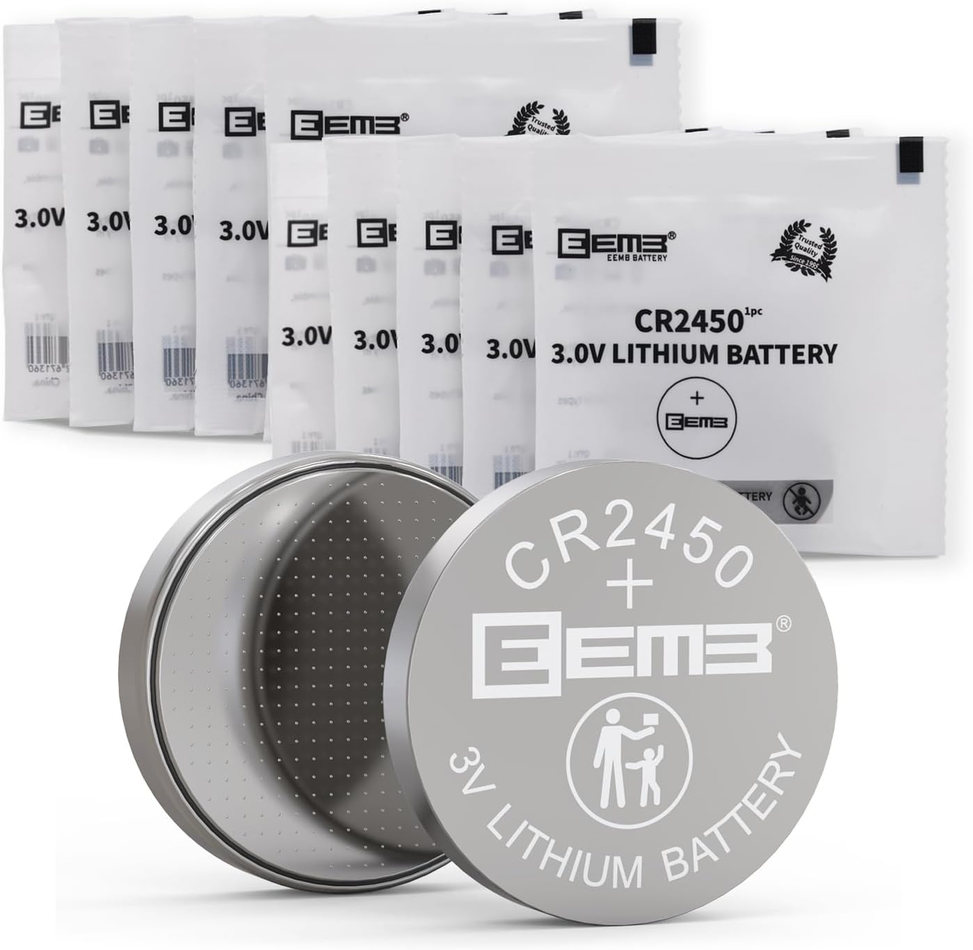EEMB 10 Pack CR2450 3V Lithium Battery 2450 Button Coin Cell Batteries ...
