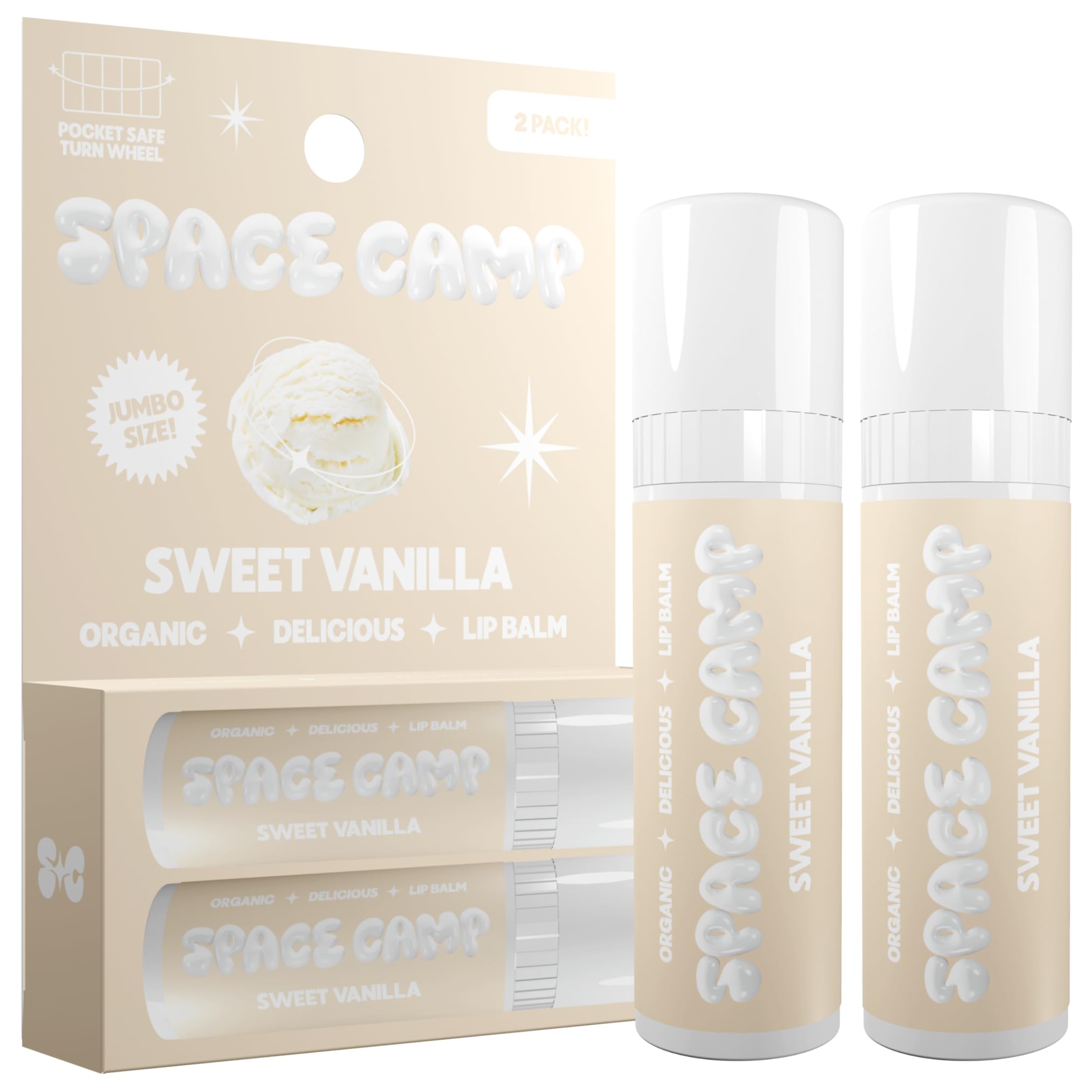 Amazon.com : Space Camp Wellness Jumbo Lip Balm - Sweet Vanilla Organic ...