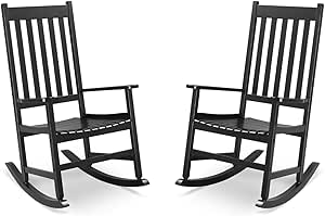 Amazon.com : Outvita Outdoor Rocking Chair Set of 2, Solid Wood High ...