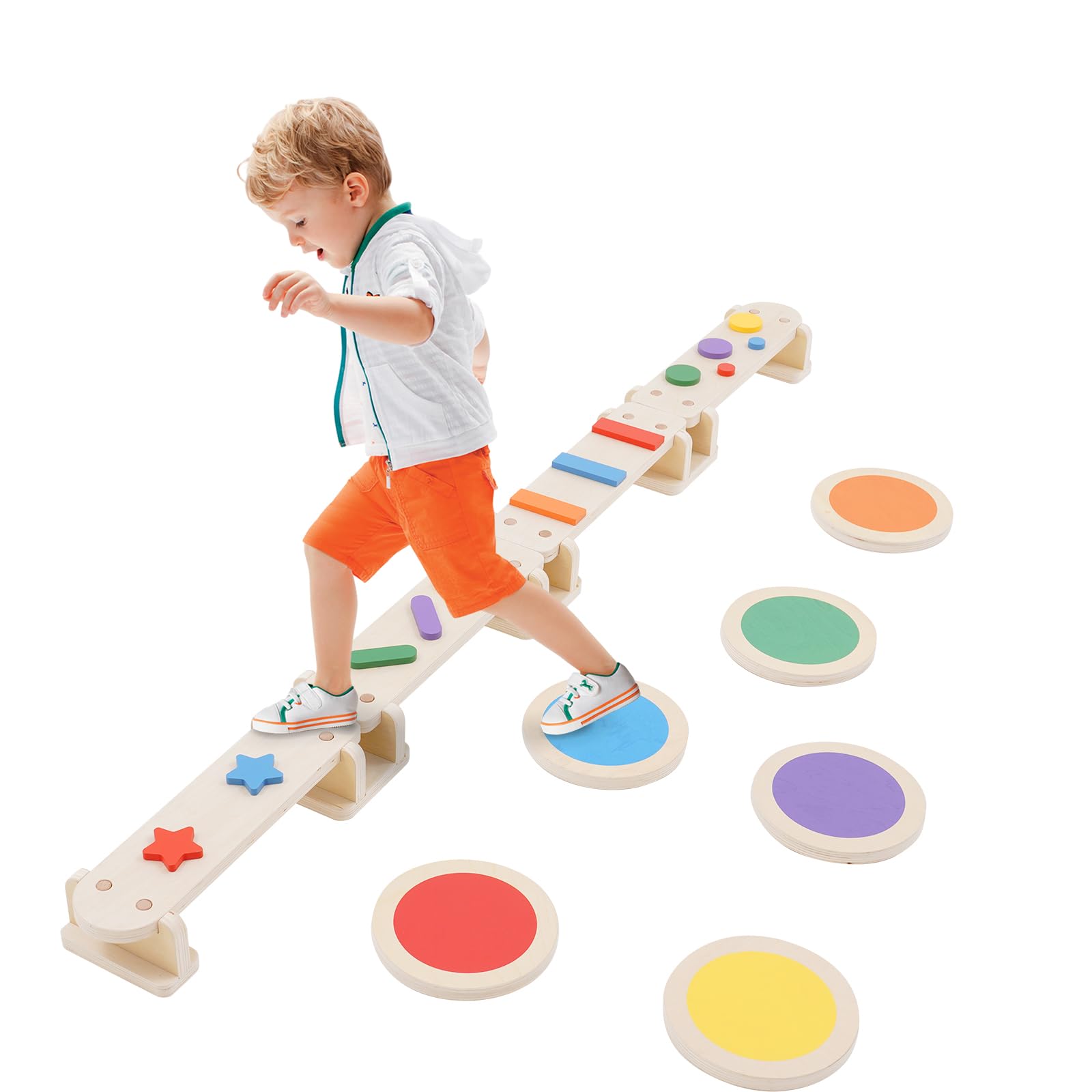 Wooden Balance Beam, Kids Wooden Balance Board Obstacle Course, Balance ...