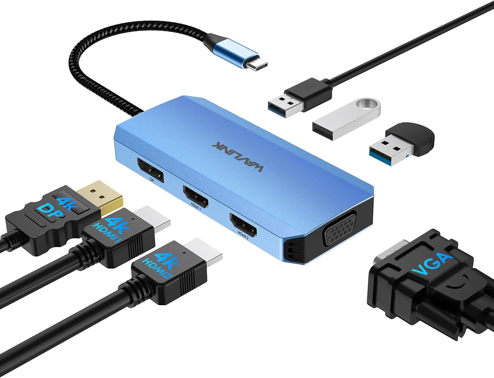 Amazon.com: WAVLINK USB C and USB3.0 to Dual 4K DisplayPort & HDMI ...