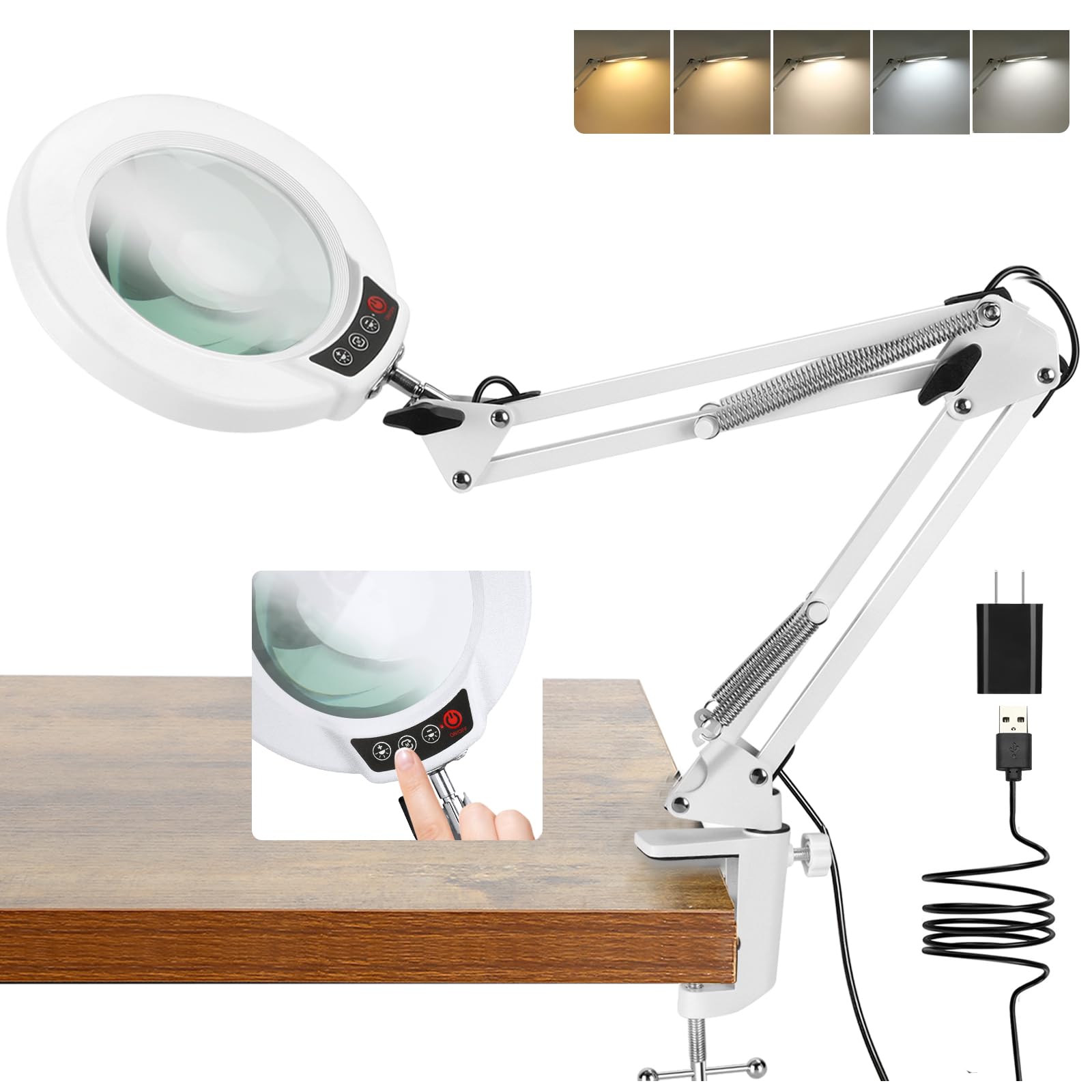 Magnifying Light Swing Arm With Clamp Neoglint Flexible Clamp On Table