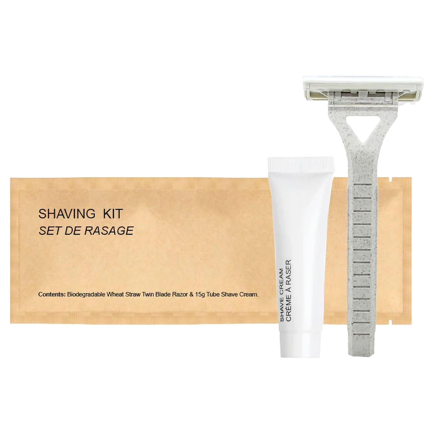 Amazon.com: World Amenities Kraft Paper Shave Kit - Wheat Straw Dual ...